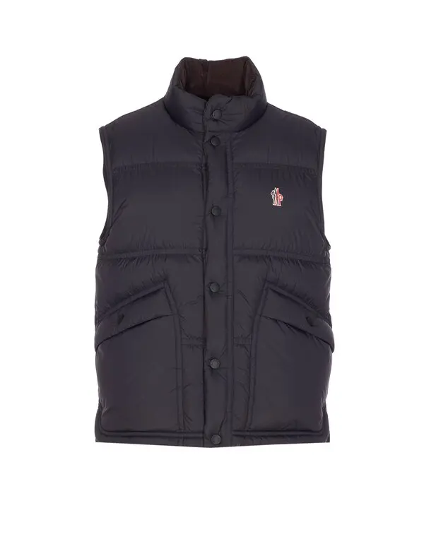 Moncler Aul Logo Embroidered Ski Gilet - Black
