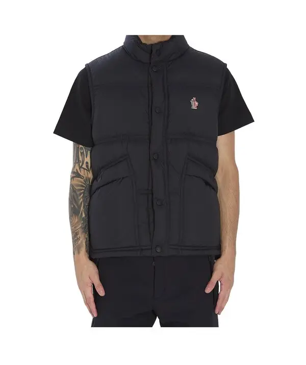 Moncler Aul Logo Embroidered Ski Gilet - Black