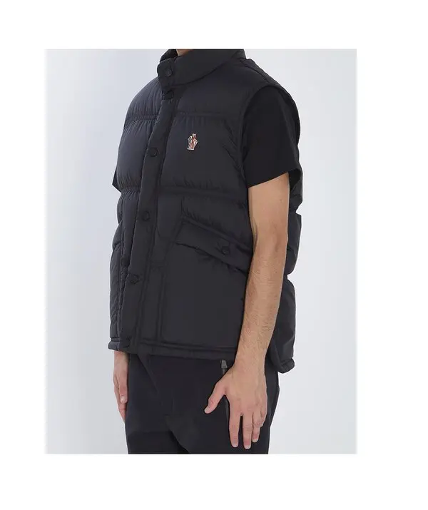 Moncler Aul Logo Embroidered Ski Gilet - Black