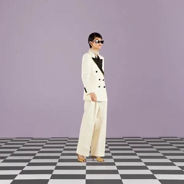 Gucci Double-breasted Gg Cotton Satin Blazer