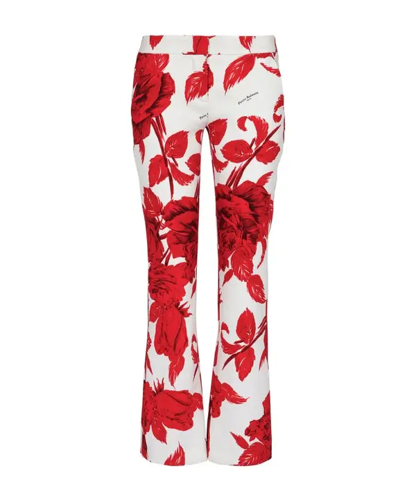 Balmain Roses Print Crepe Trousers - Red