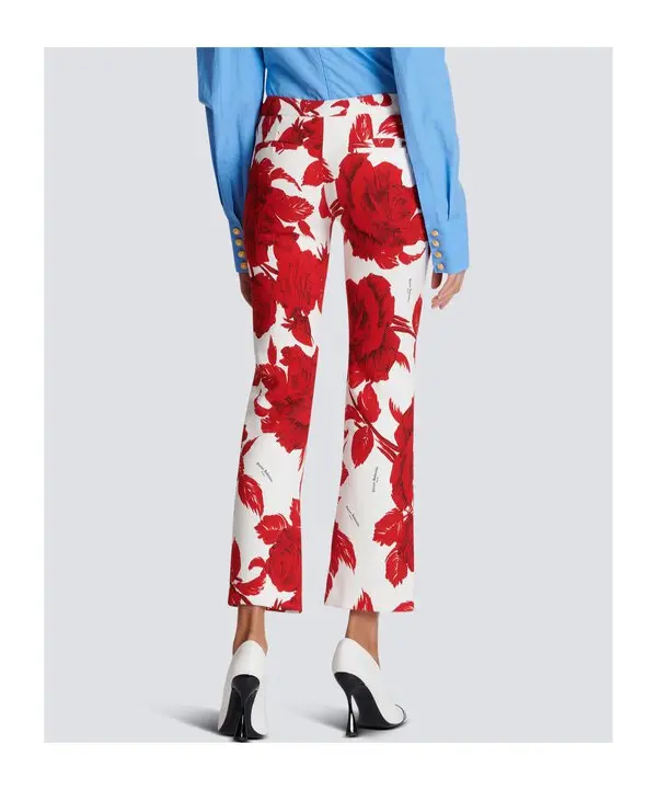Balmain Roses Print Crepe Trousers