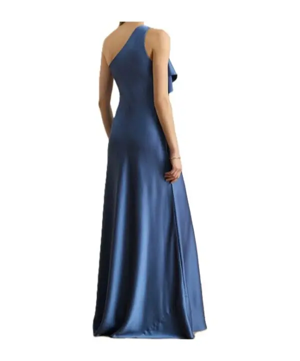Ralph Lauren One-shoulder Gown With Ruffled Shoulder Detail