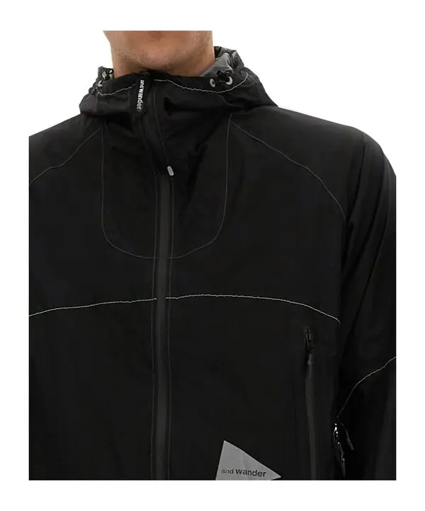 AND WANDER 3l Ul Hooded Jacket With Logo Emblem