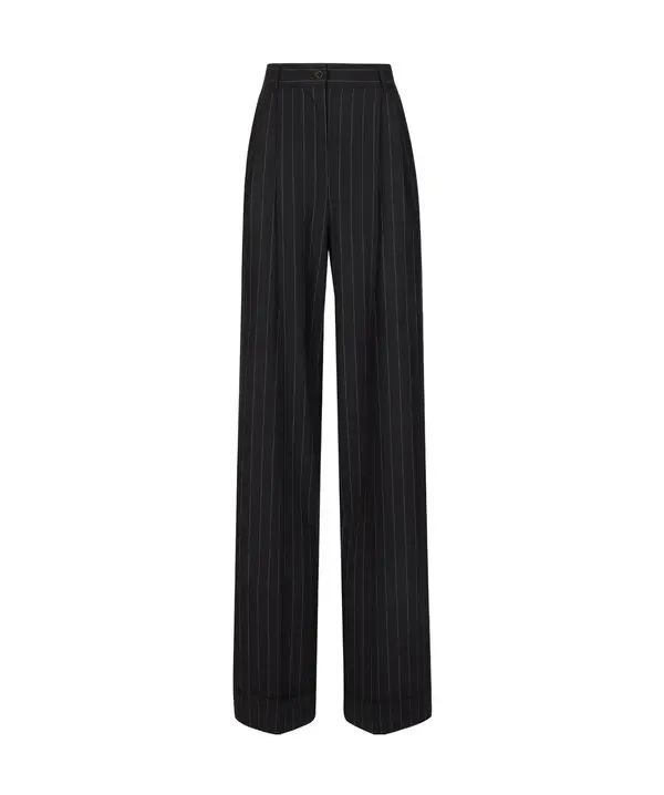 Dolce & Gabbana Horn Pinstripe Wool Tailored Trousers - Black