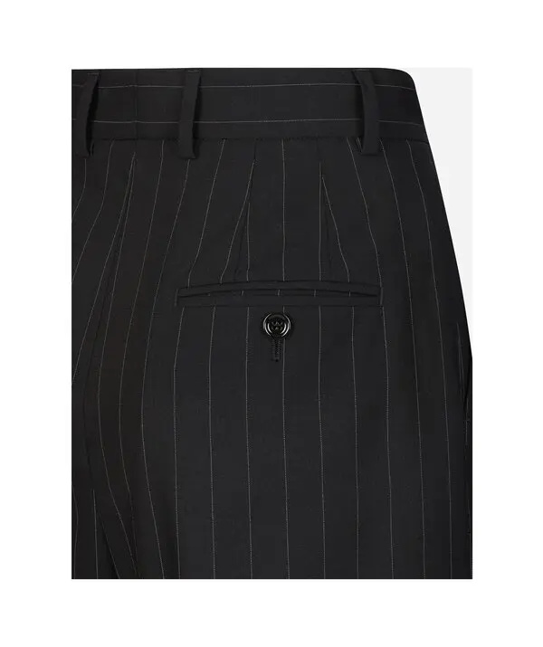 Dolce & Gabbana Horn Pinstripe Wool Tailored Trousers - Black