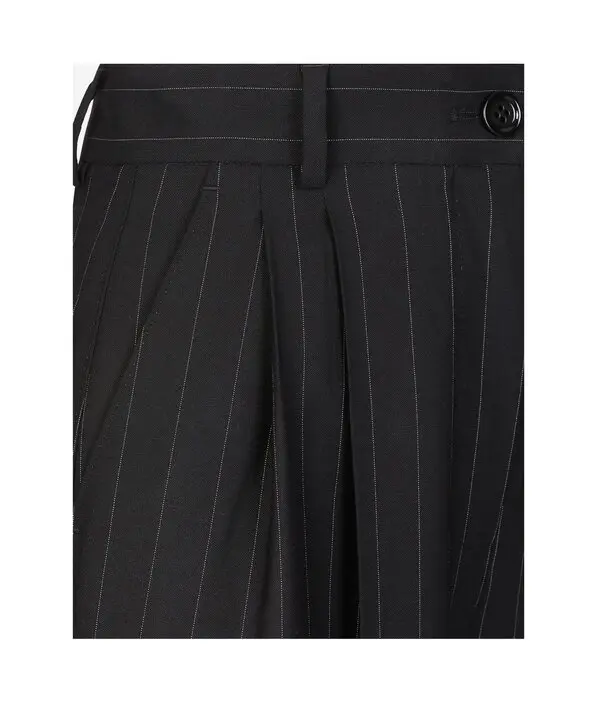 Dolce & Gabbana Horn Pinstripe Wool Tailored Trousers - Black