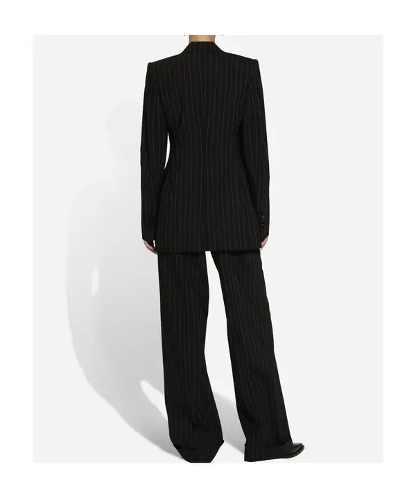 Dolce & Gabbana Horn Pinstripe Wool Tailored Trousers - Black