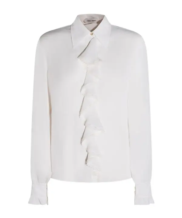 Alberta Ferretti Ruffled Lace Detail Shirt
