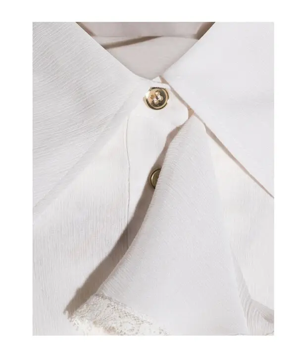 Alberta Ferretti Ruffled Lace Detail Shirt