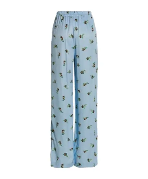 Sleeper Blossom Floral-print Wide-leg Satin Pants - Blue