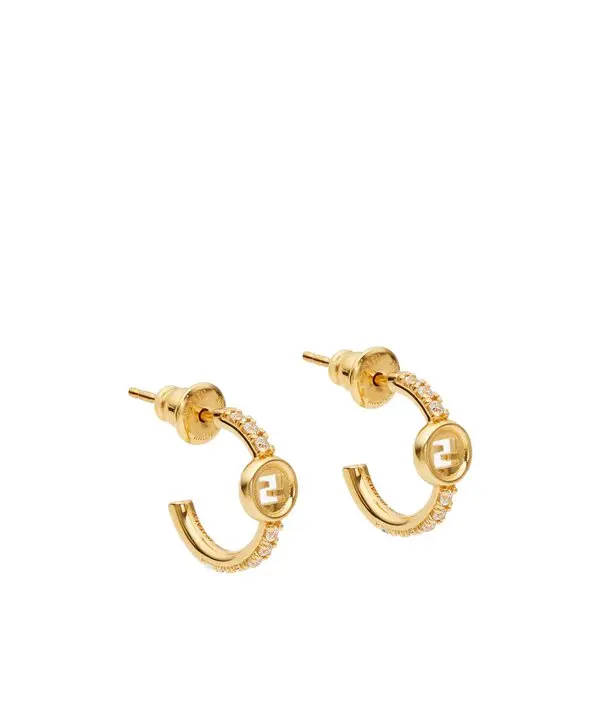 Fendi Everround Embellished Hoop Earrings - Golden