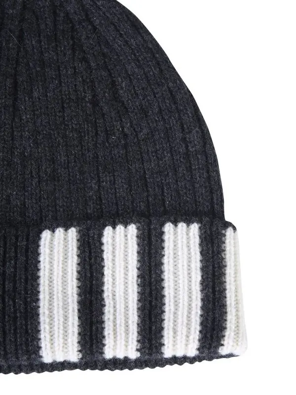 Thom Browne 4-bar Knitted Beanie - Black