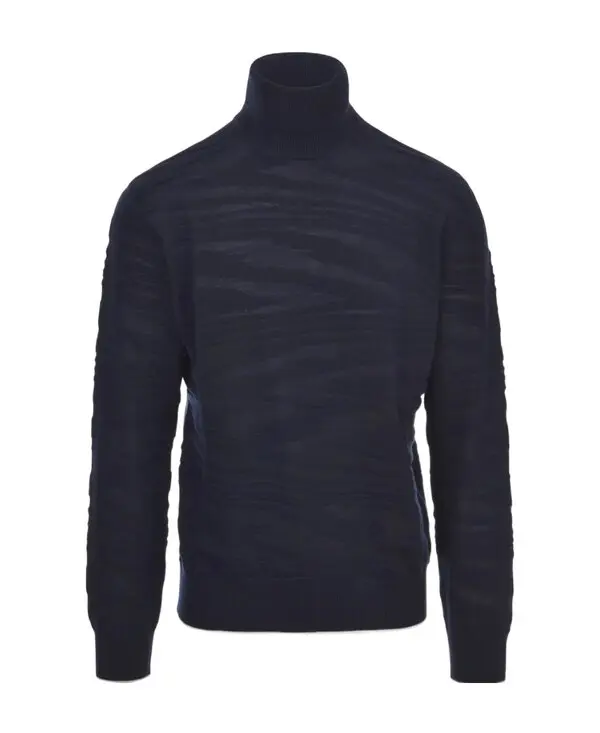 Missoni Long Sleeve High Neck Textured Sweater - Black