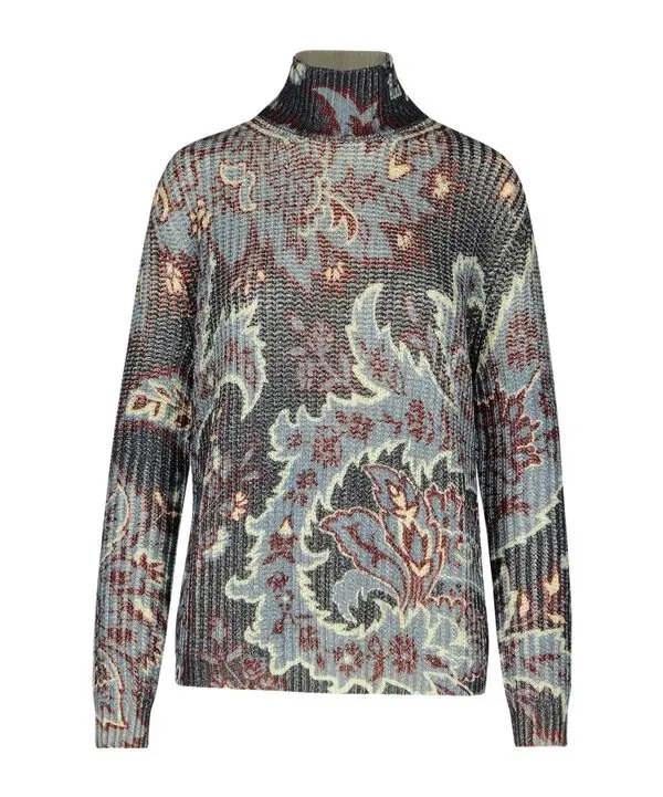 Etro High Neck Printed Jumper - Gray