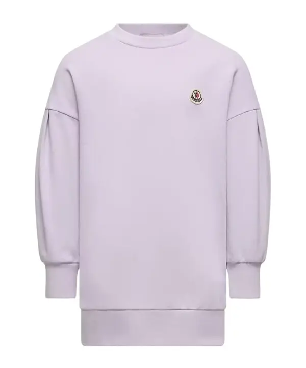 Moncler Crewneck Logo Patch Sweatshirt Dress - Lavender