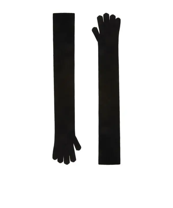 Max Mara Long Knit Gloves - Black
