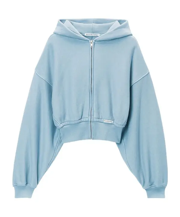 Alexander Wang Cropped Zip-up Hoodie - Light Blue
