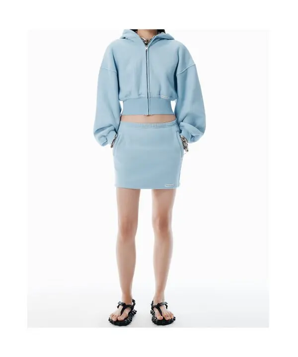 Alexander Wang Cropped Zip-up Hoodie - Light Blue