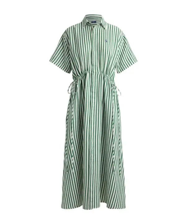 Polo Ralph Lauren Striped Drawstring Dress - Green