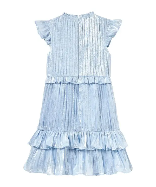 SELF-PORTRAIT Pleated Midi Dress With Ruffled Hem