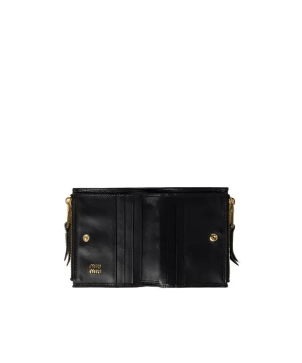 Miu Miu Logo Plaque Zipped Wallet - Black