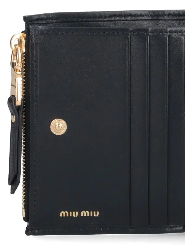 Miu Miu Logo Plaque Zipped Wallet - Black