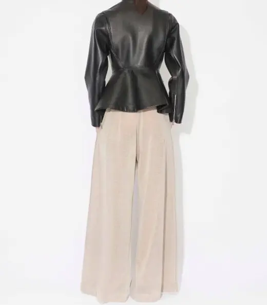 Alaïa Peplum Leather Jacket - Black