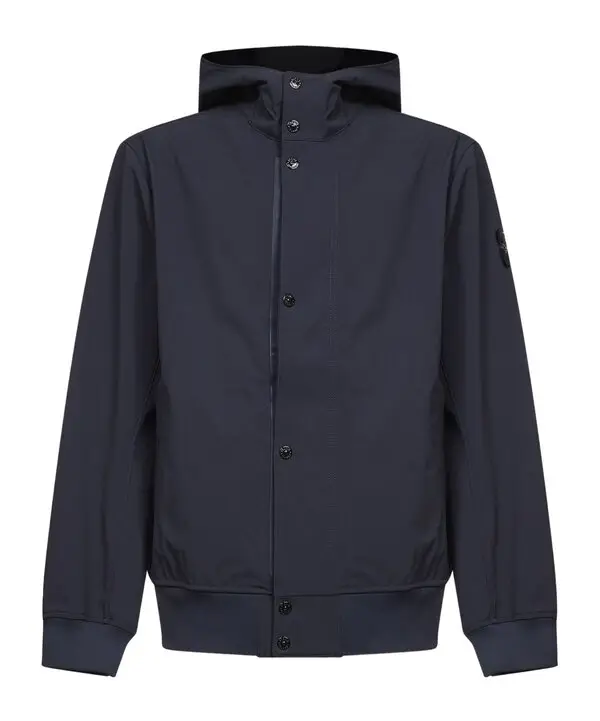 Stone Island Hooded Jacket With Logo Patch - Blue