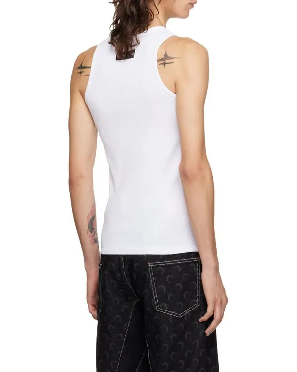 MARINE SERRE Moon Logo Embroidered Ribbed Tank Top