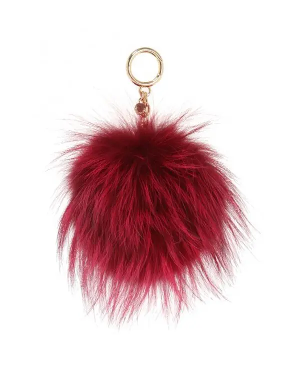 Michael Kors Fluffy Ball Key Chain - Red