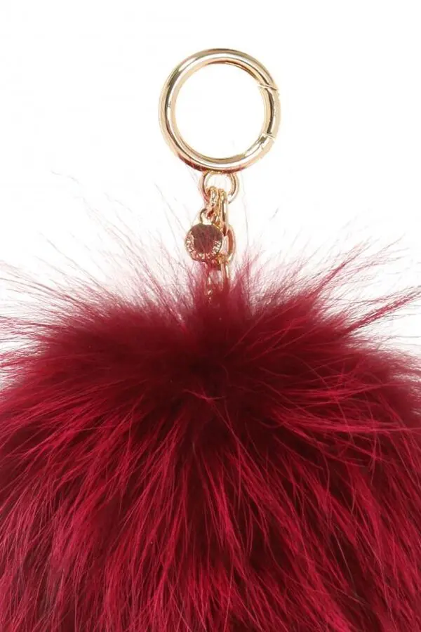 Michael Kors Fluffy Ball Key Chain - Red