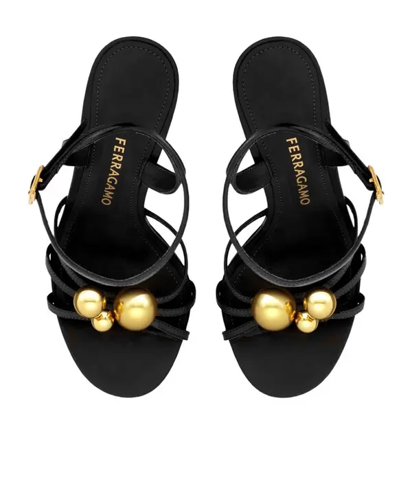 FERRAGAMO Spherical Heel Sandals - Black