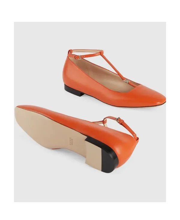 Gucci Gg Marmont T-bar Ballerina Flats