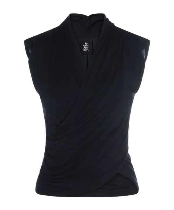 THOM KROM Sleeveless Draped V-neck Top