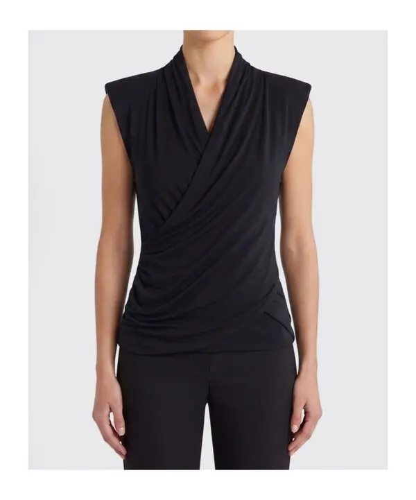 THOM KROM Sleeveless Draped V-neck Top