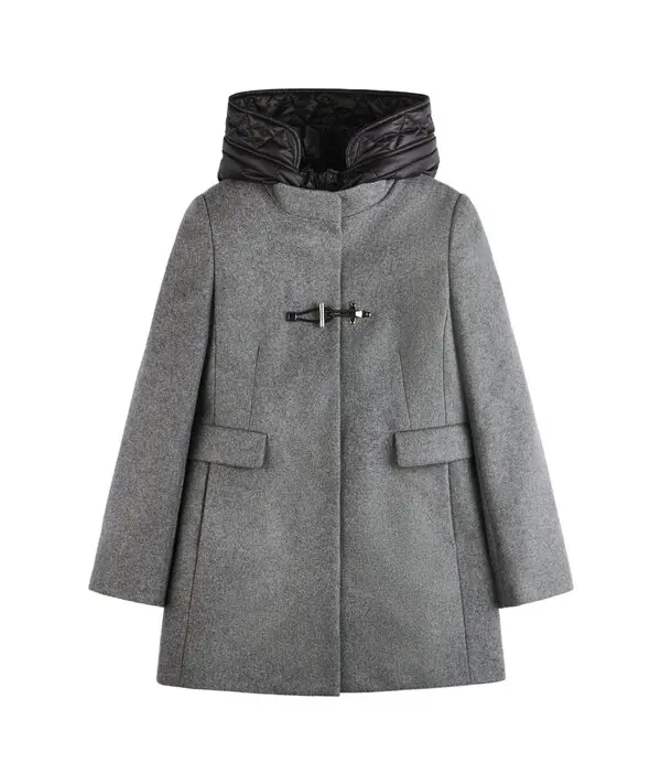 FAY Toggle Hooded Coat With Technology Bib - Grey
