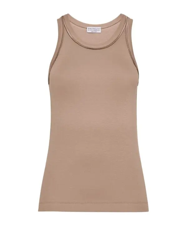 Brunello Cucinelli Ribbed Jersey Tank Top - Light Brown