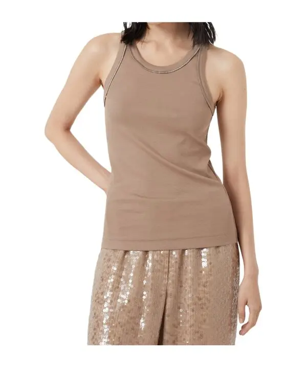 Brunello Cucinelli Ribbed Jersey Tank Top - Light Brown