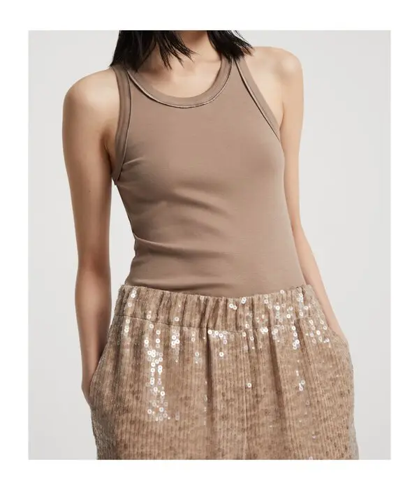 Brunello Cucinelli Ribbed Jersey Tank Top - Light Brown