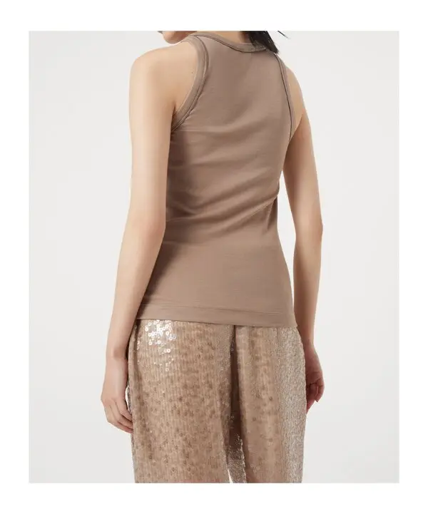 Brunello Cucinelli Ribbed Jersey Tank Top - Light Brown