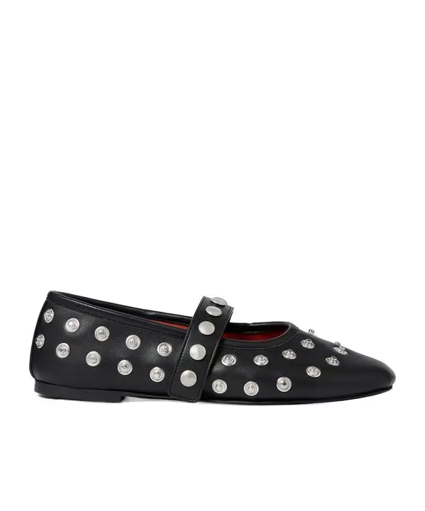 Stella McCartney Embellished Round Toe Ballerinas - Pitch-black