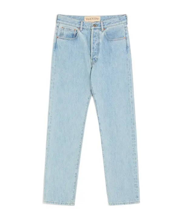 Valentino Garavani Logo Patch Straight Leg Jeans - Blue