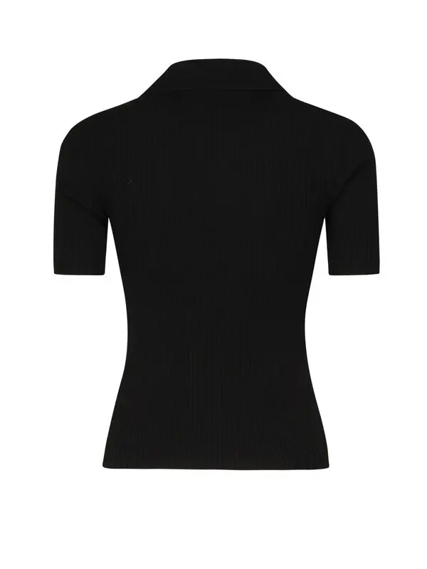 COURREGES Courrèges Short-sleeve Ribbed Knit Polo Shirt With Logo Detail