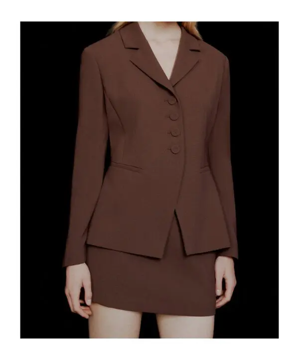 Marella Semi-fitted Envers Satin Blazer - Brown