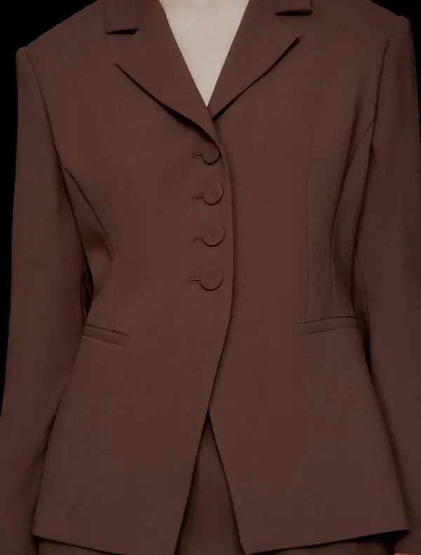 Marella Semi-fitted Envers Satin Blazer - Brown
