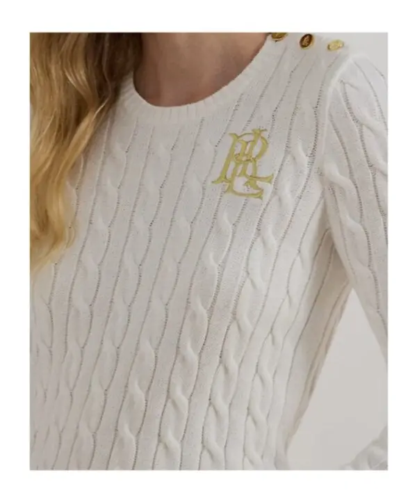 Ralph Lauren Cable Knit Long Sleeve Pullover With Logo