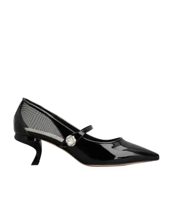 ROGER VIVIER Virgule Babies Patent Leather Pumps - Black