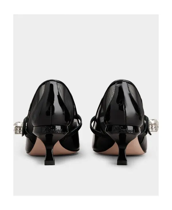 ROGER VIVIER Virgule Babies Patent Leather Pumps - Black