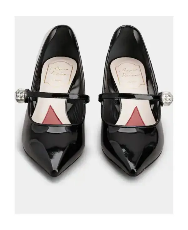 ROGER VIVIER Virgule Babies Patent Leather Pumps - Black
